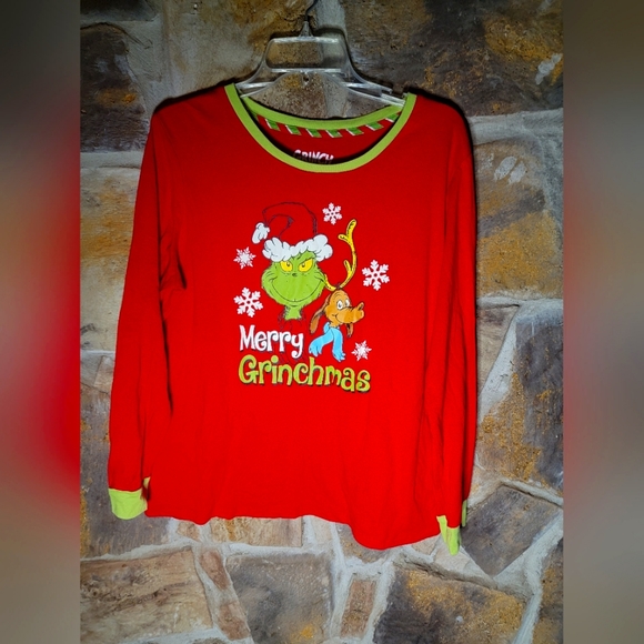 The Grinch | Tops | Merry Grinchmas Red Long Sleeve Tee | Poshmark